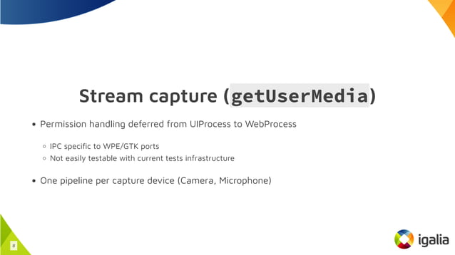 WebRTC in WPE/GTK Ports: Current status and challenges | PPT