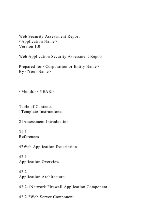 Web Security Assessment ReportApplication NameVersion 1.0.docx