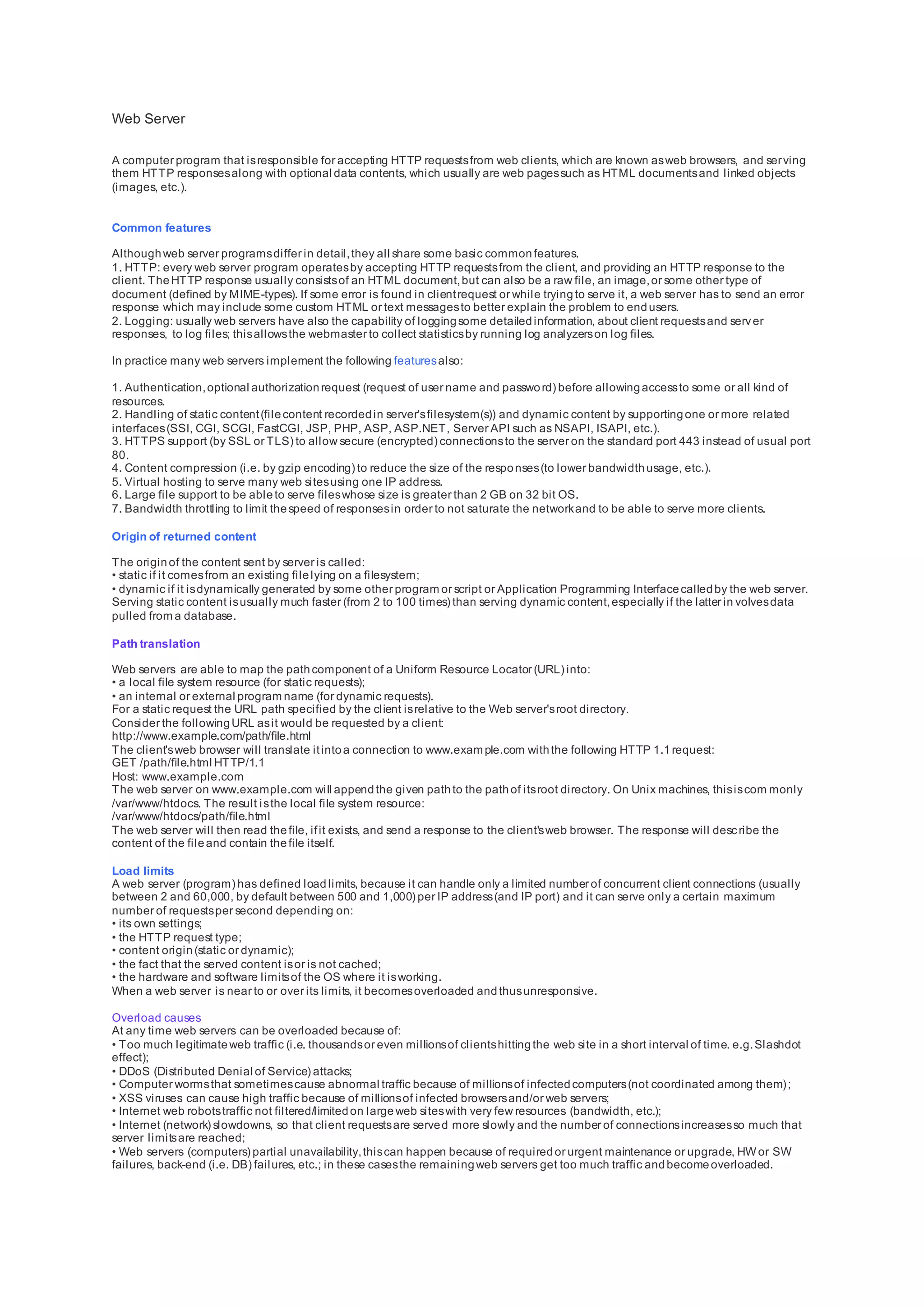 Web server for cbse 10 FIT | DOCX
