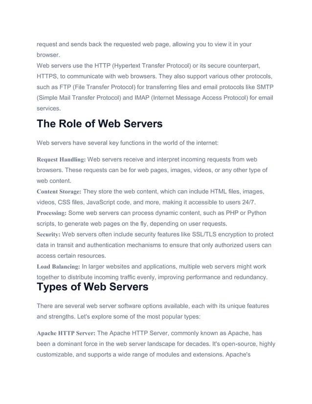Web Server Types - Understanding a Web Server | PDF