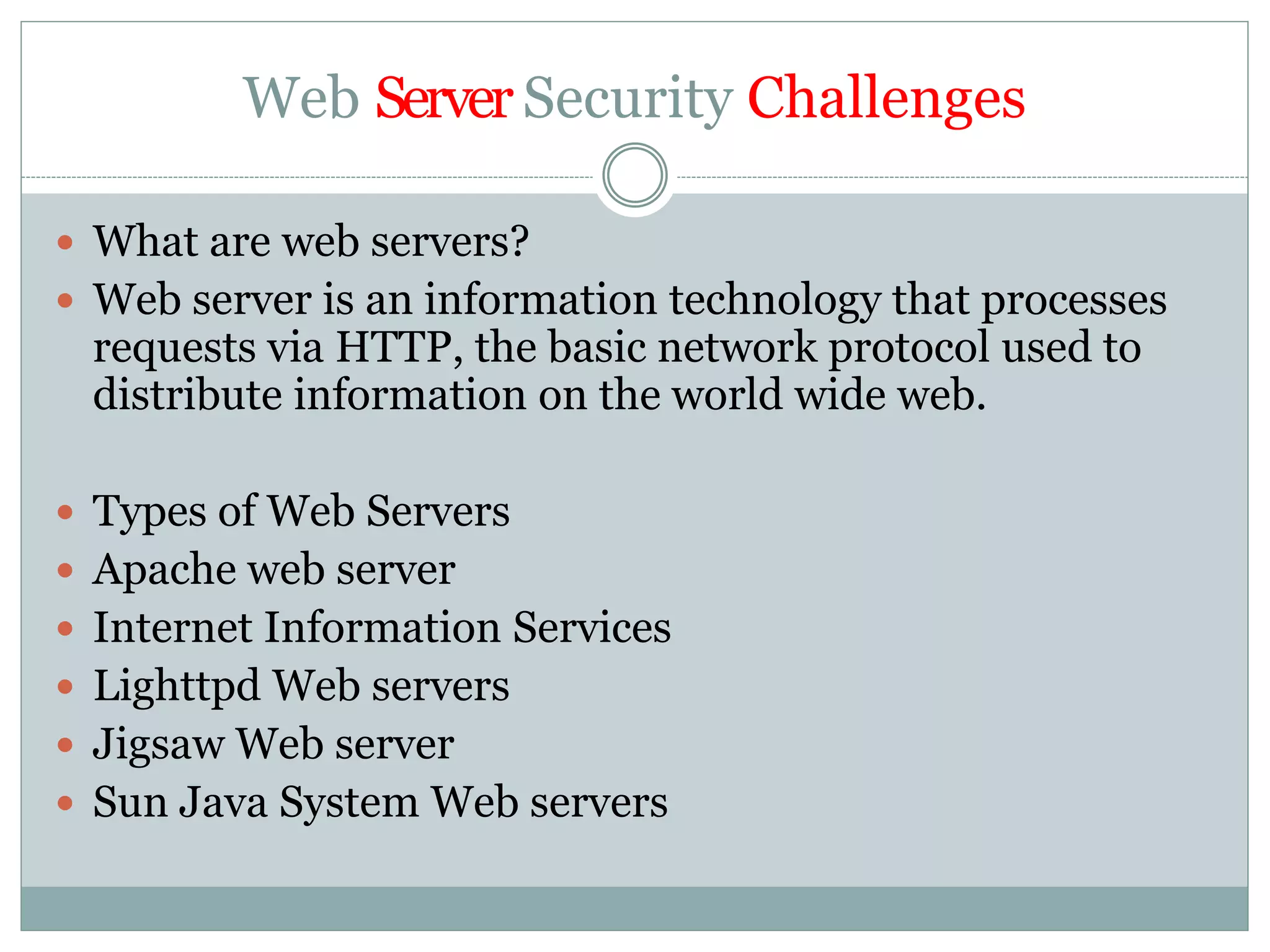 Web server security challenges | PPT