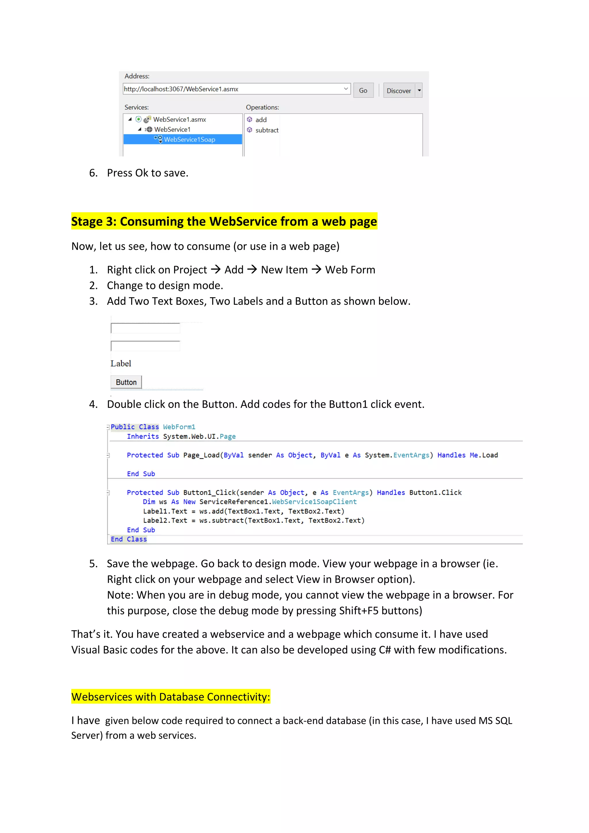 Web services in asp.net