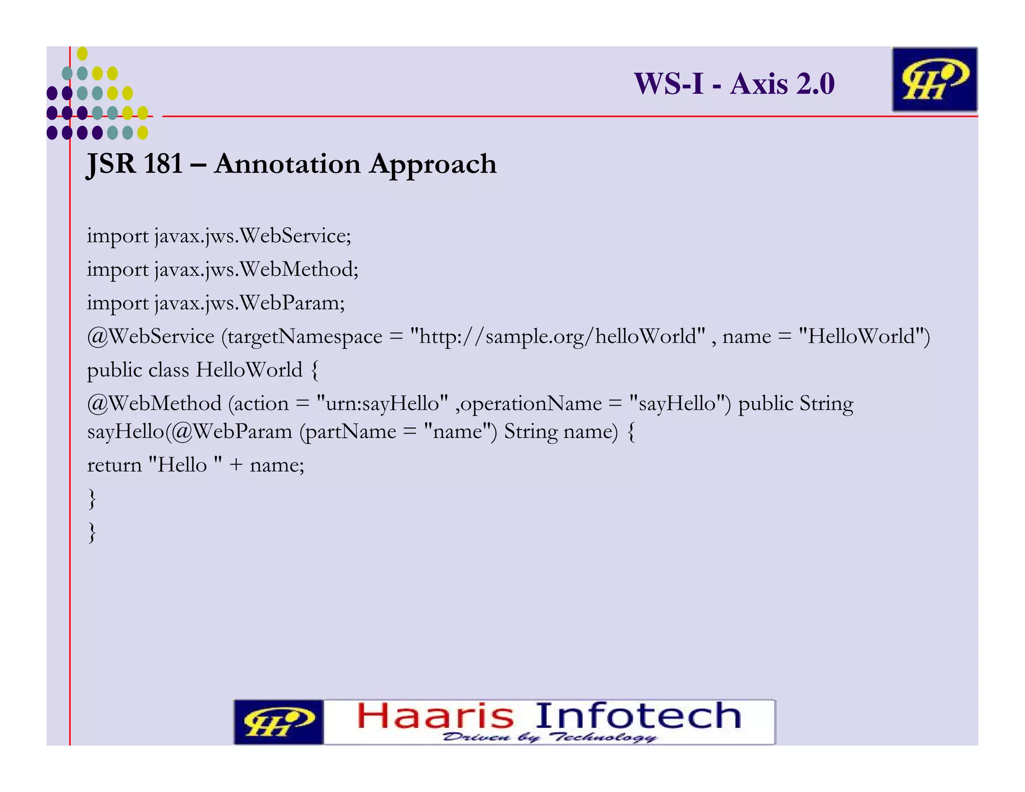 Webservice study material axis2 | PPT