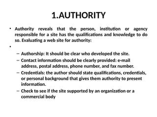 CRETERIONS FOR EVALUATION OF EDUCATIONAL WEBSITE | PPT | Free Download