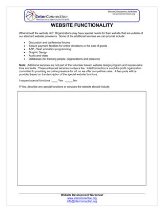 Website Development Worksheet | DOC