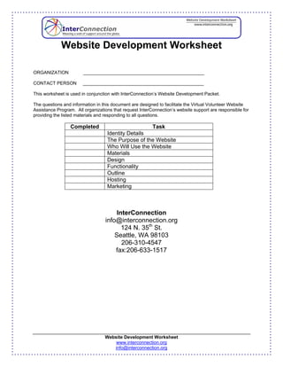 Website Development Worksheet | PDF