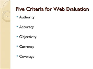 Website Evaluation | PPT