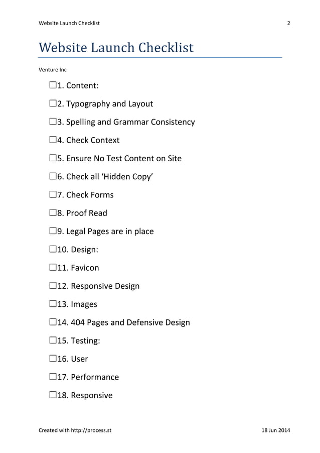 Website Launch Checklist | PDF