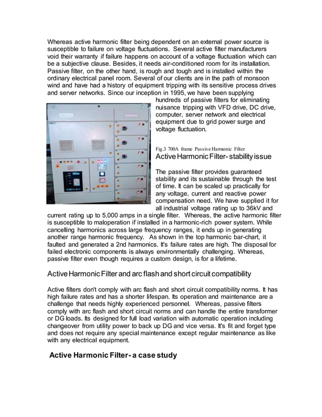 Active Harmonic Filter vs Passive | Installation Catalogue | PDF
