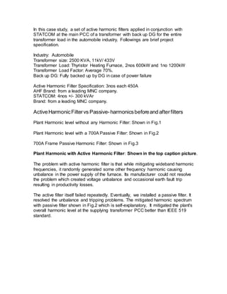 Active Harmonic Filter vs Passive | Installation Catalogue | DOCX