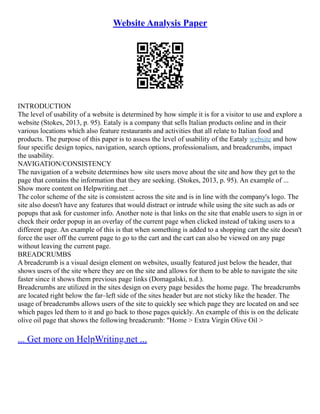 Website Analysis Paper | PDF