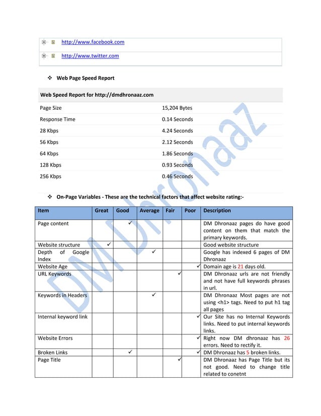 Website analysis sample report | DOCX | Search | Internet