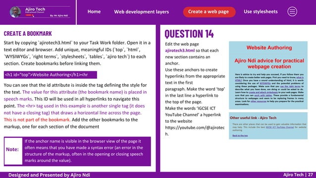Igcse Ict 0417 0983 Website Authoring Ajiro Tech Pdf Web