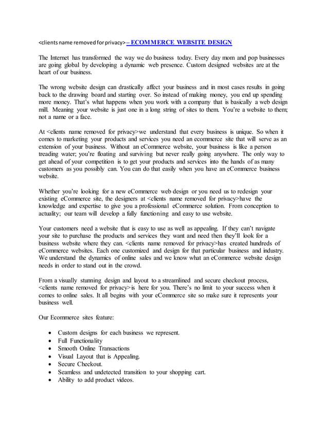 Website Copywriting Sample | DOCX