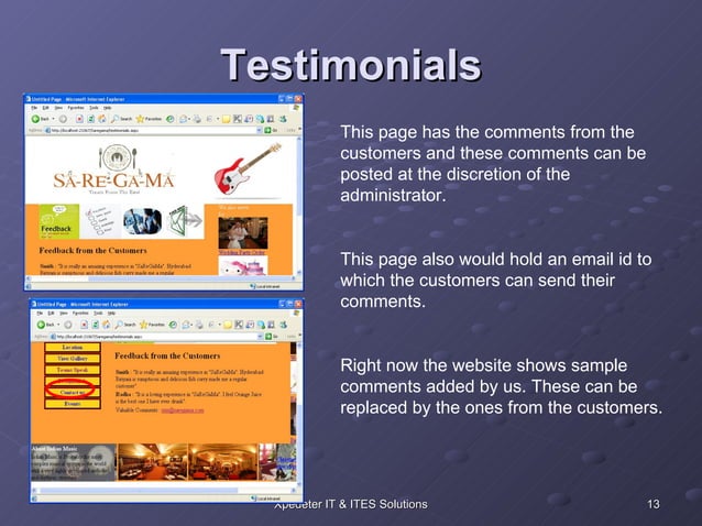 describing a website | PPT