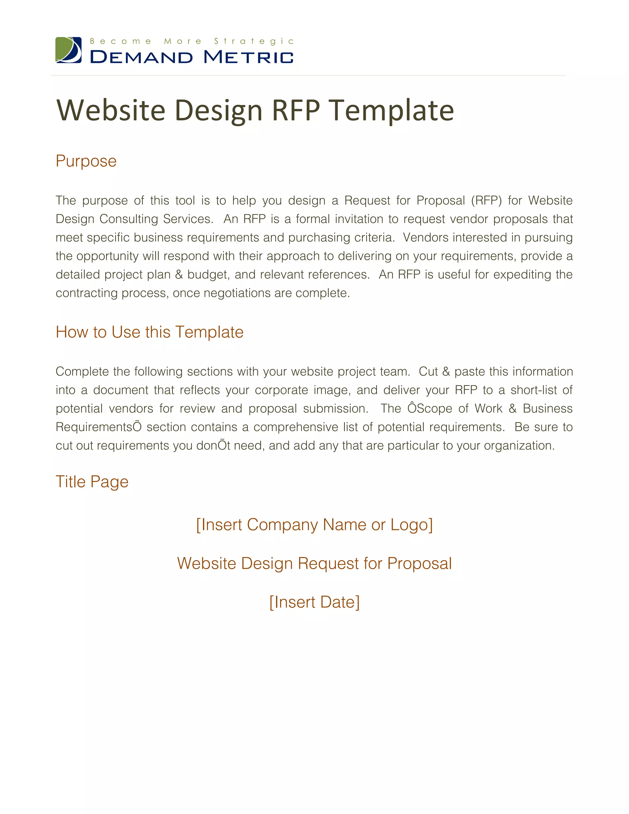 Website Design RFP Template | DOC