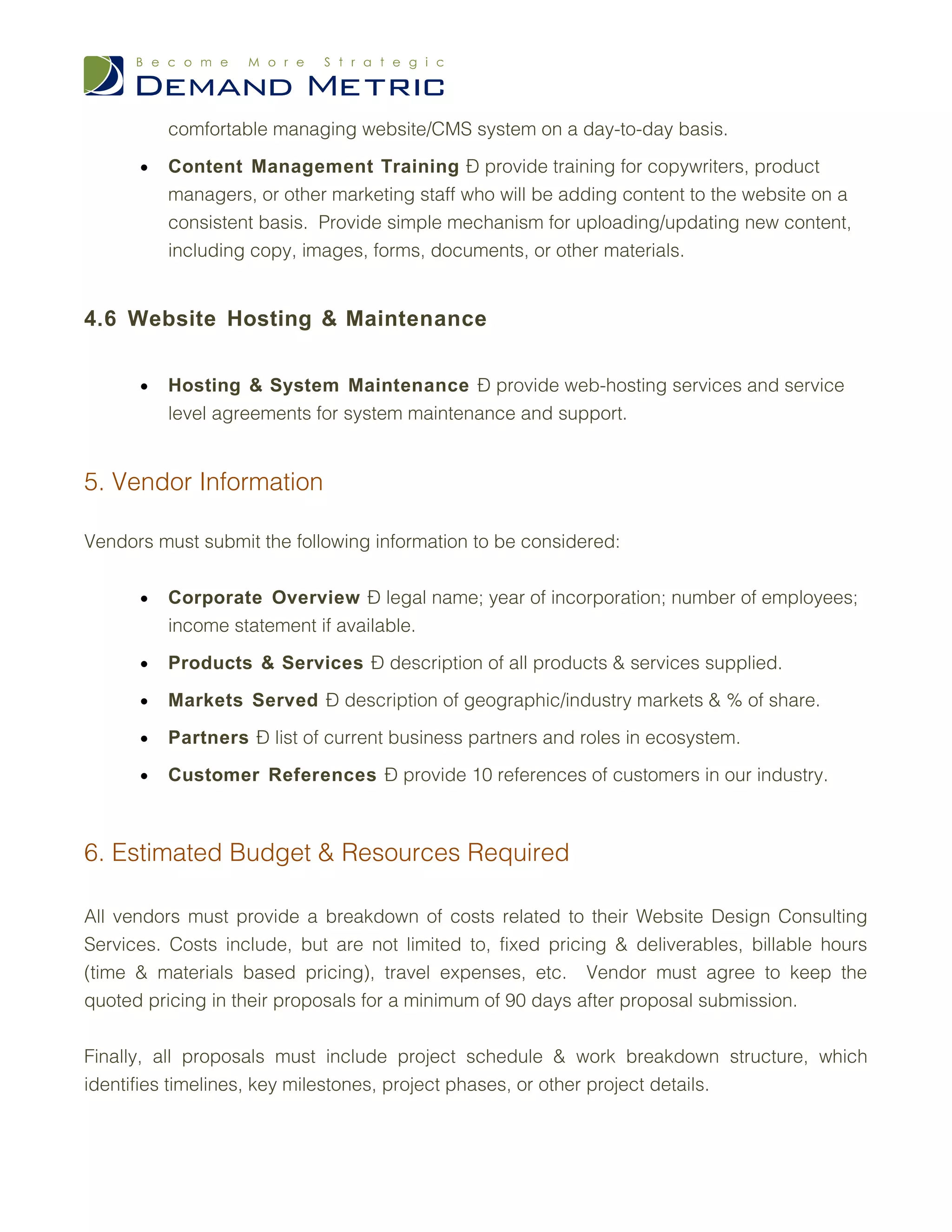 Website Design RFP Template | PDF