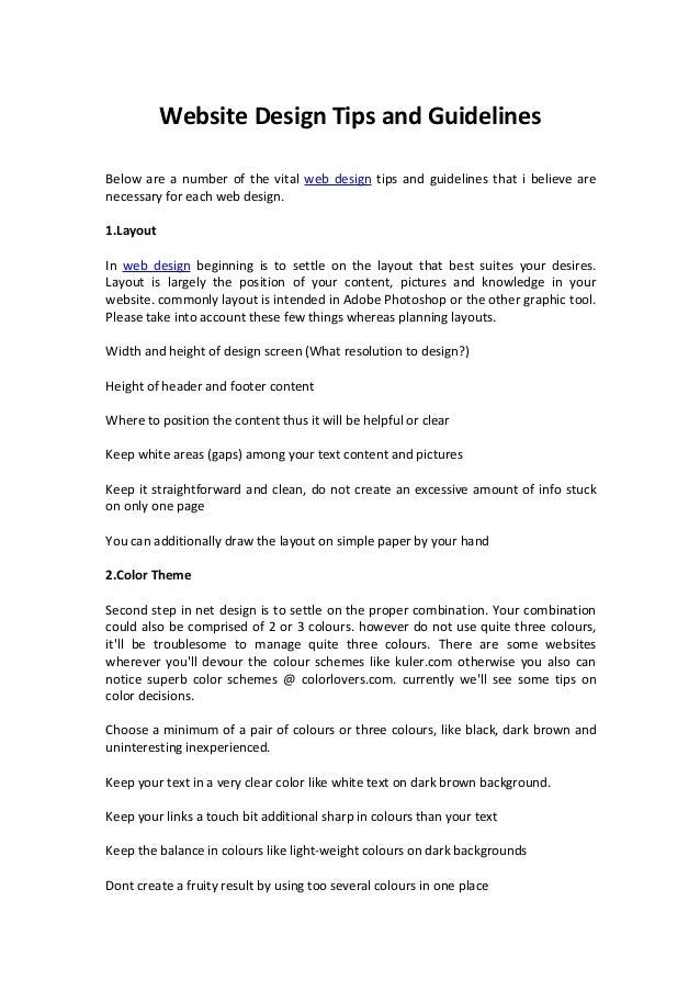 Website design tips and guidelines