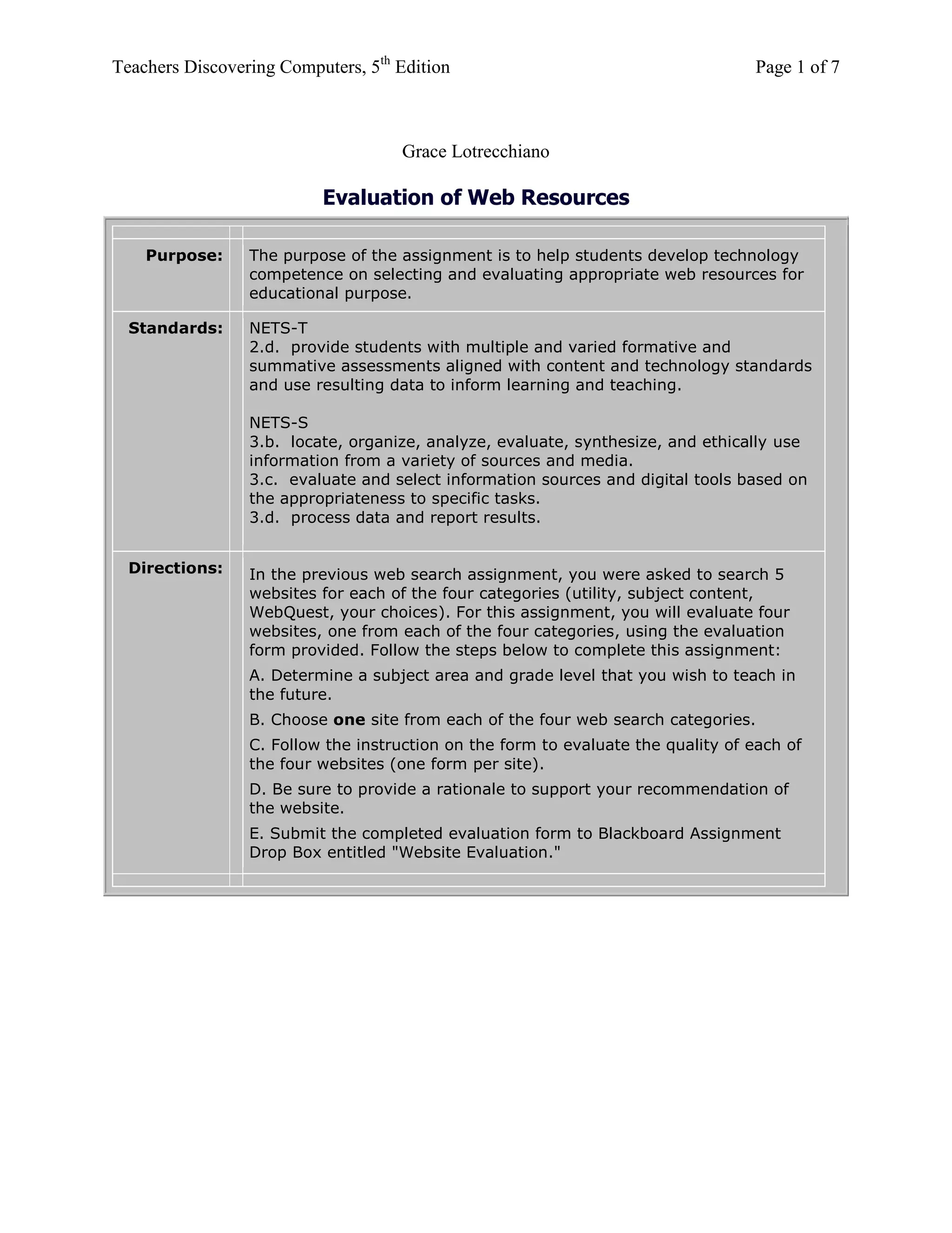 Website evaluation | PDF