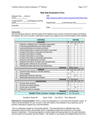 Website evaluation | PDF