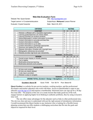 Website evaluation | DOC