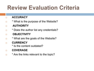 Website evaluation | PPTX