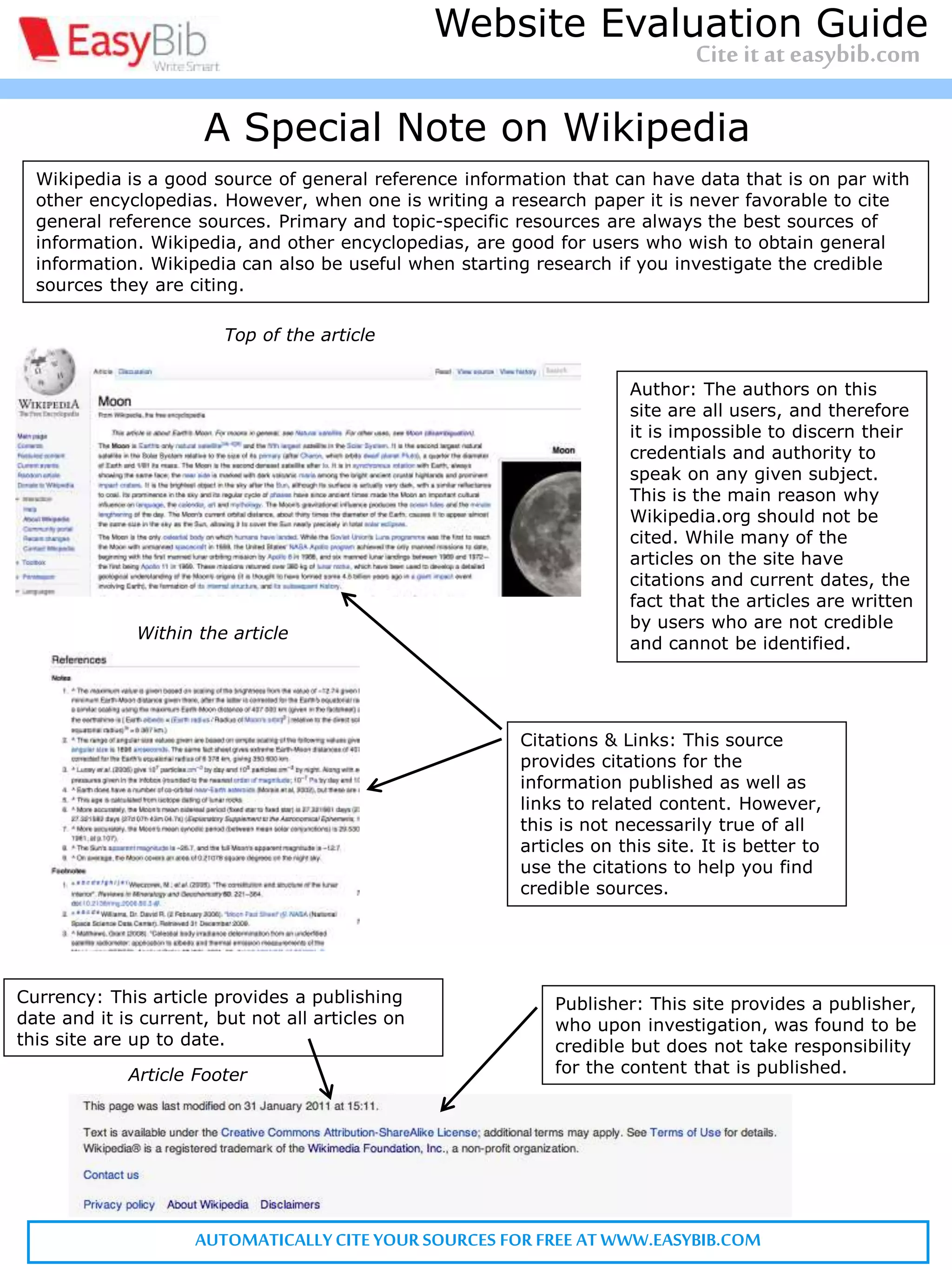 EasyBib: Website Evaluation Guide | PPTX