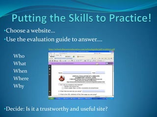 Website Evaluation Lesson | PPT | Free Download