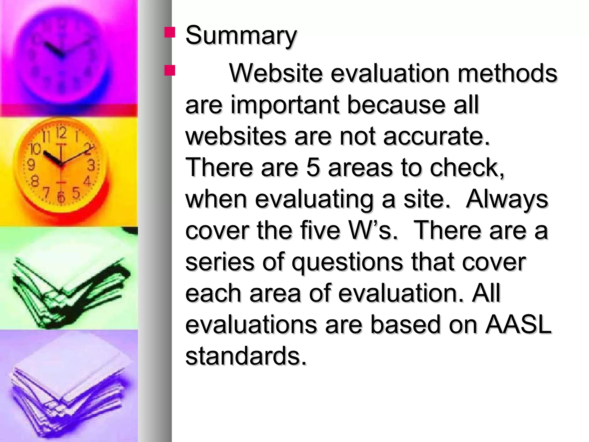 Website evaluation methods power point 2 | PPT
