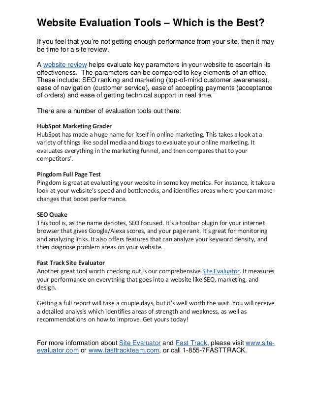 Website evaluation tools – which is the best