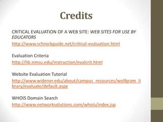 Website Evaluation Tutorial | PPTX