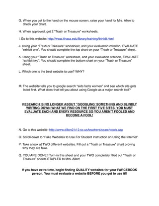 Website Evaluation Webquest | PAGES