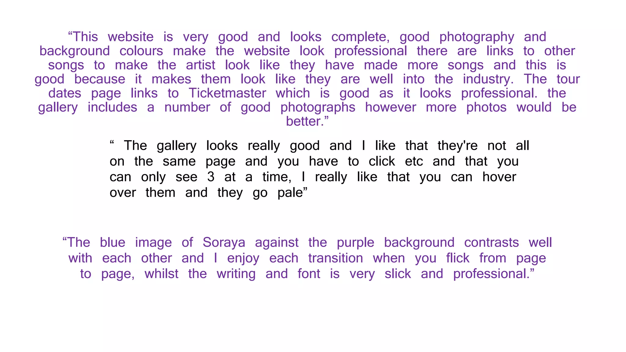 Website feedback after first draft | PPTX