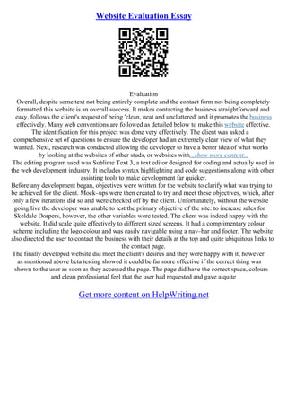 Website For Essay | PDF