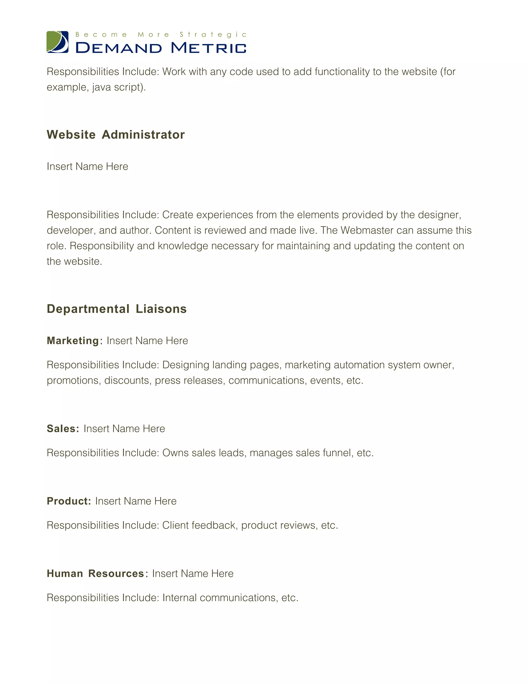 Website Governance Document | DOC
