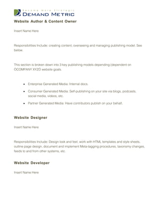 Website Governance Document | DOC