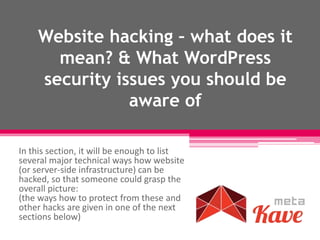 Web site hacking;what does it mean | PPTX