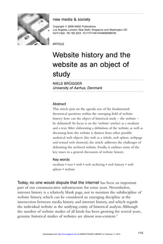 Website history and_the_website_as_an_object_of_st | PDF | Web Design ...