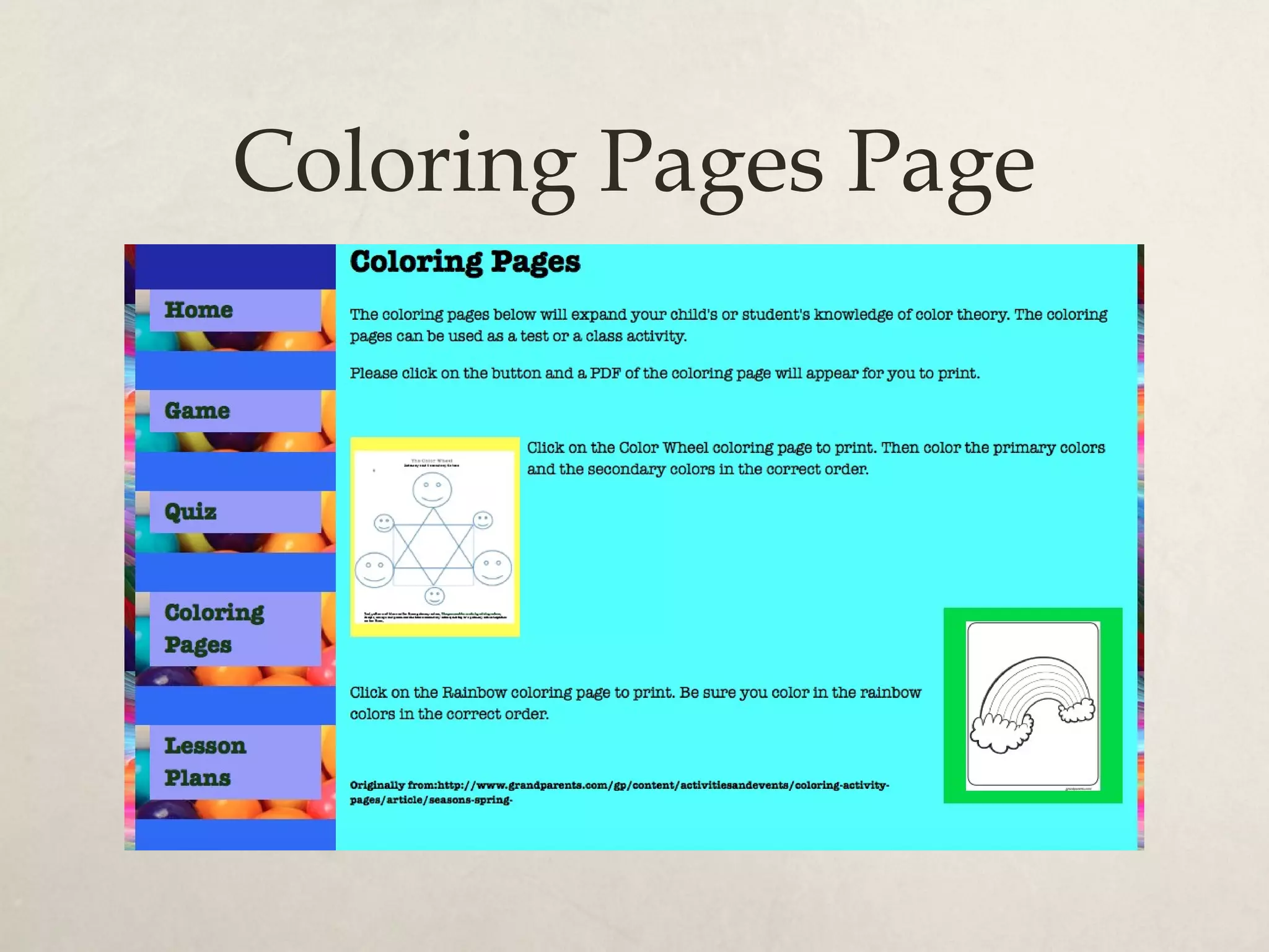 Instructional website layout. | PPT