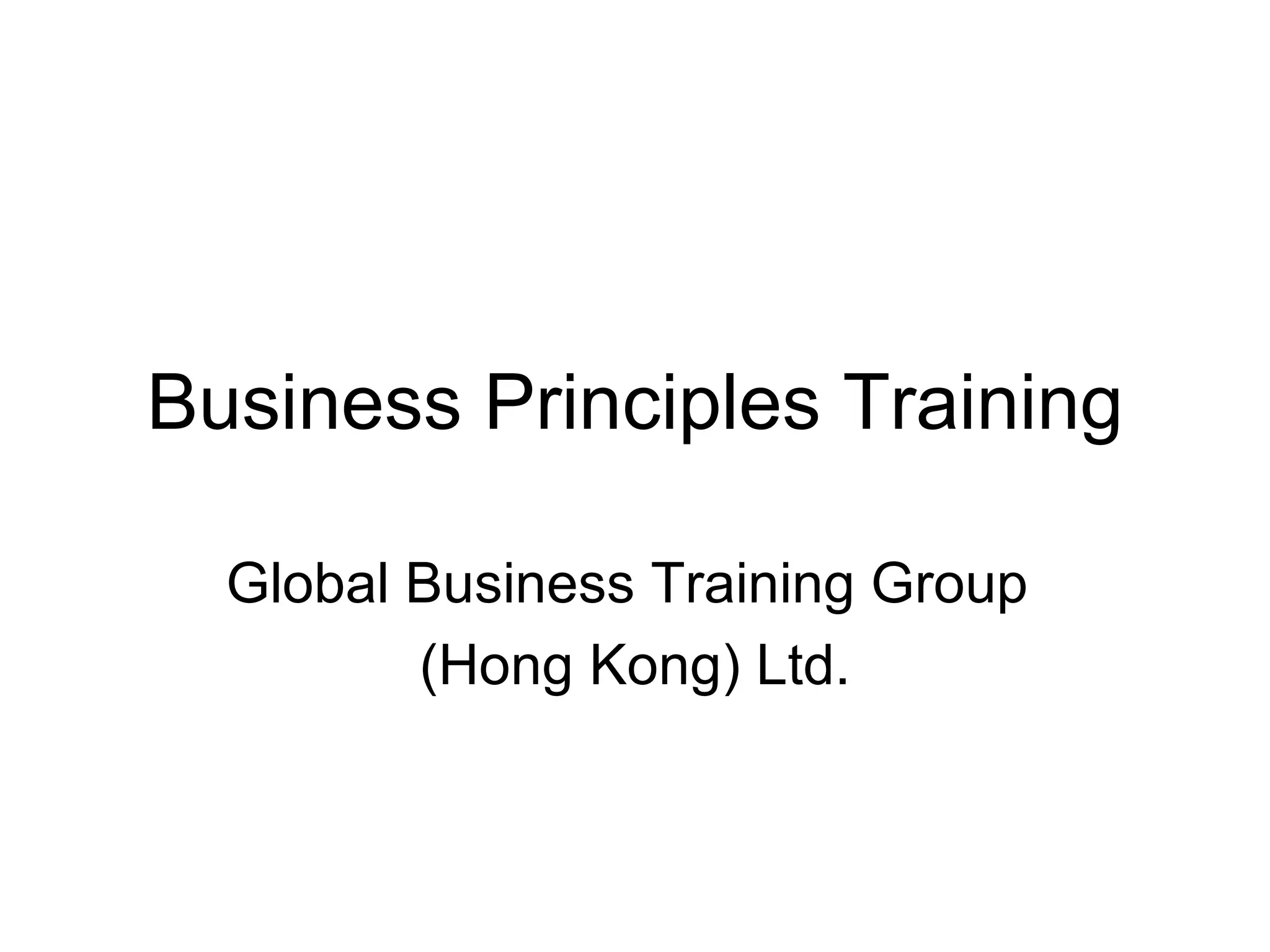 Business Principles Training | PPT