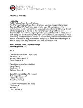 PreDevo Triple Crown Challenge | PDF