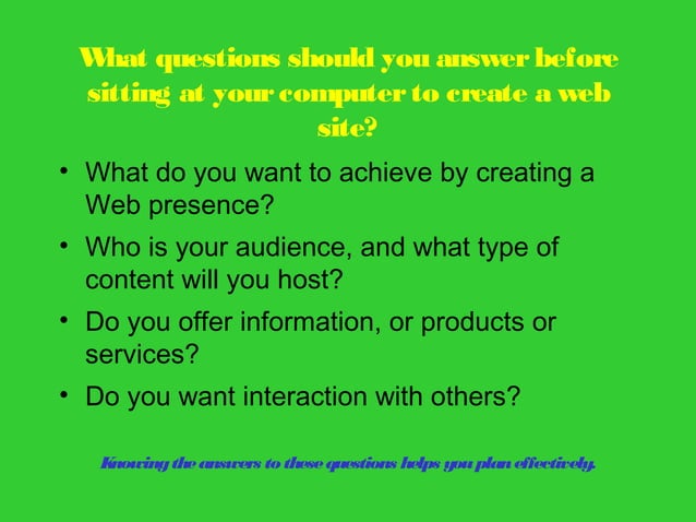 Web site questions before starting own site (1) | PPT | Free Download