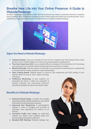 Revitalize Your Online Presence: A Guide to Website Redesign | PDF | Web Development | Internet