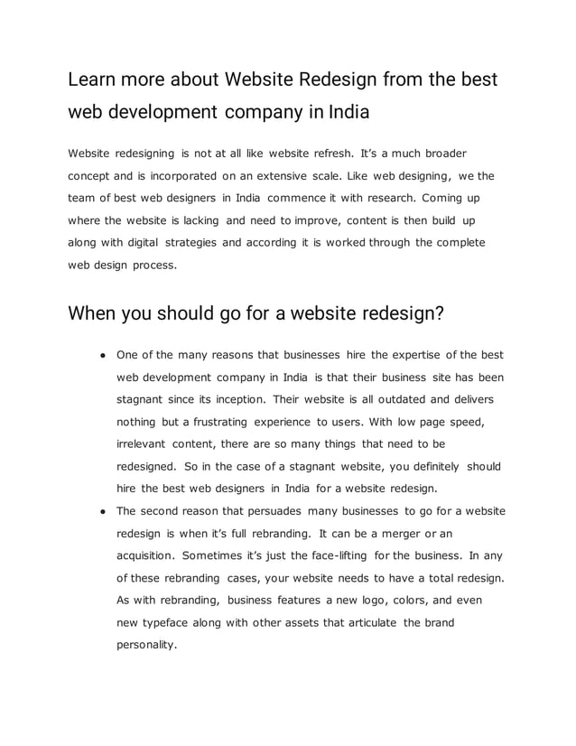 WEBSITE REFRESH V/S WEBSITE REDESIGN | PDF