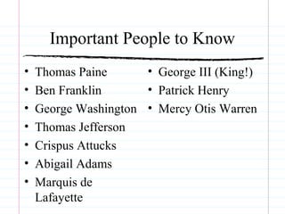 American Revolutionary War Review | PPT