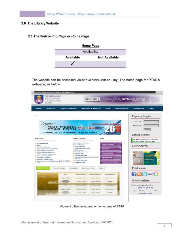 PTAR UITM Website review | PDF