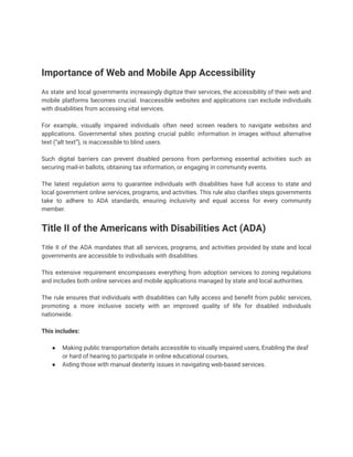 Websites And Mobile App Accessibility - ADASiteCompliance | PDF