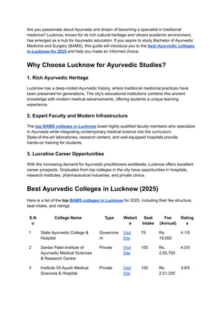 Your Guide to the Best BAMS Institutions | PDF