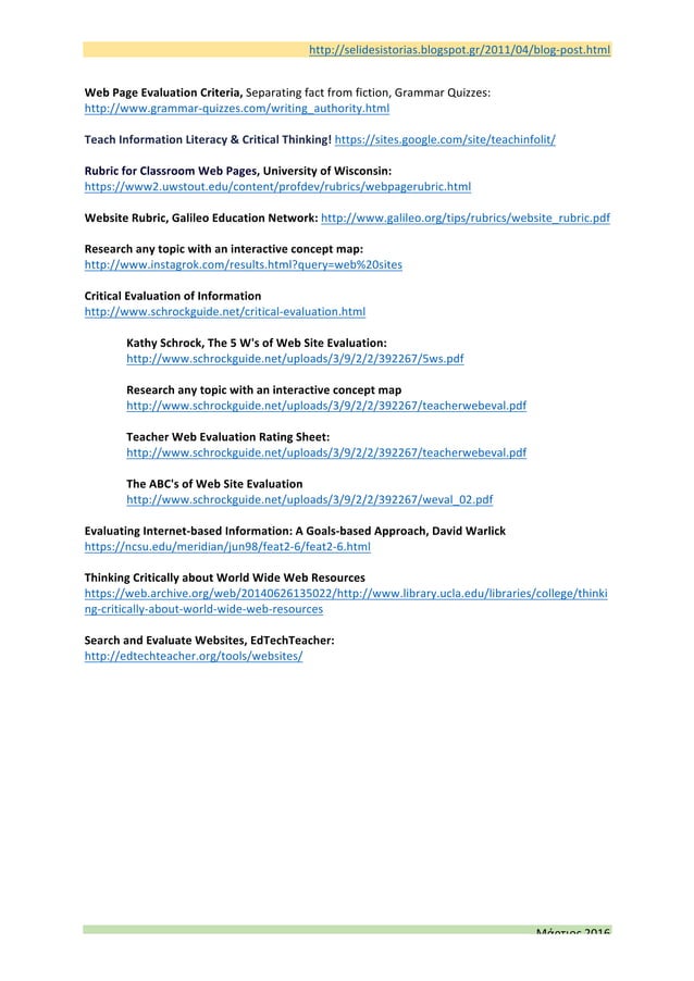 Websites evaluation | PDF