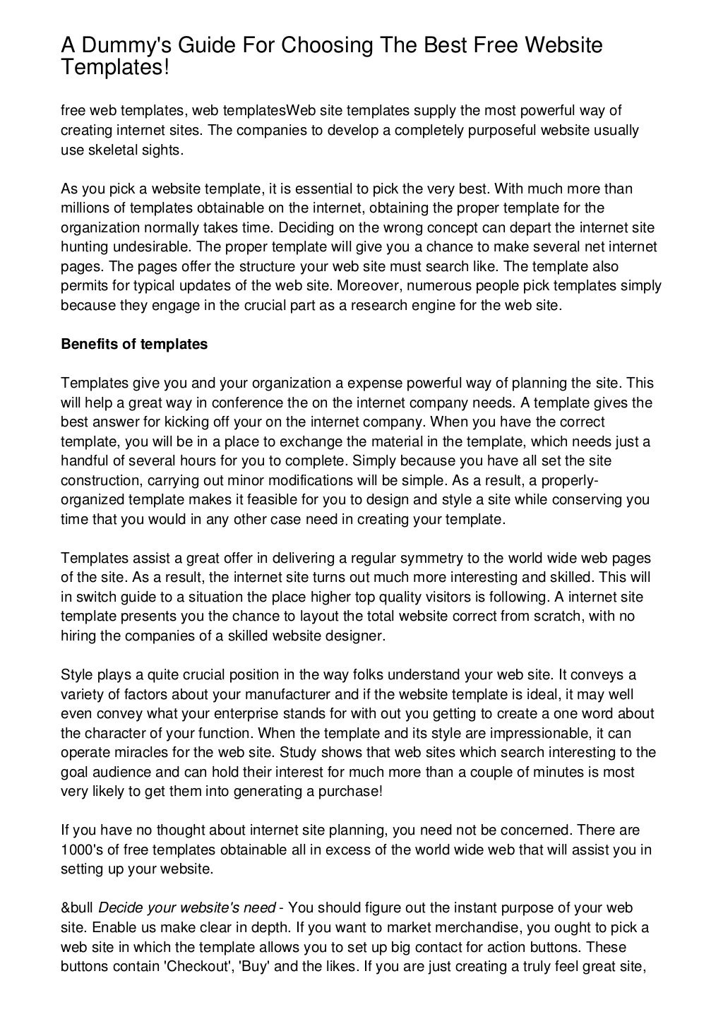 A Dummy's Guide For Choosing The Best Free Website Templates!